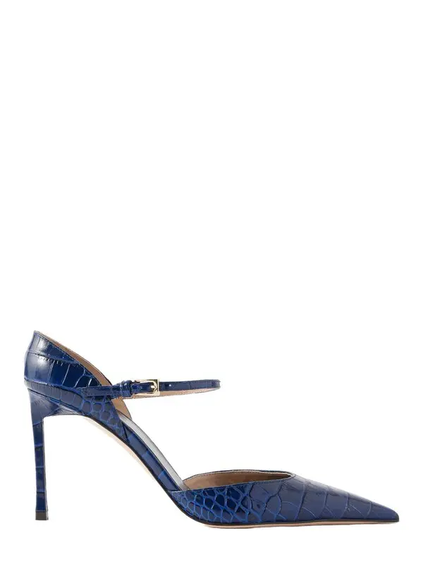 TOM FORD 85 Croc-embossed Leather Pumps - Blue