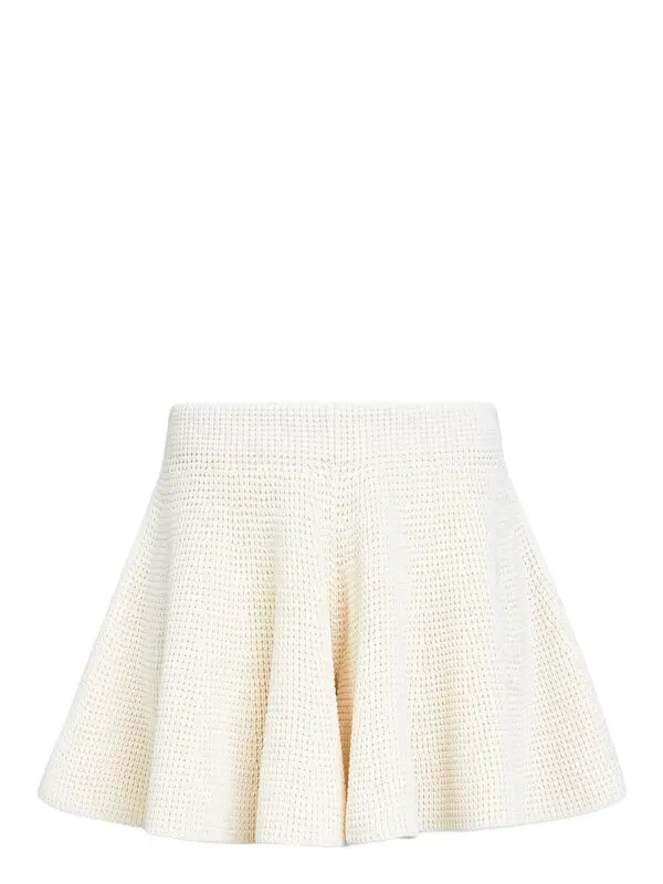 Alaïa Mid-rise Flared Knit Shorts - Natural White