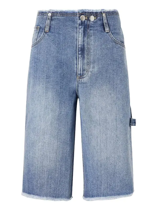 Tibi Mid-rise Denim Straight-leg Shorts - Blue