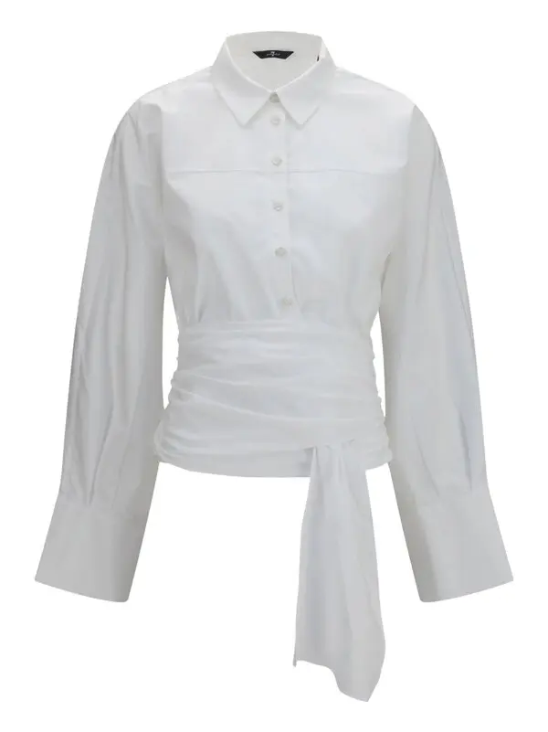 7 For All Mankind Long Sleeve Shirt With Waist Tie - White