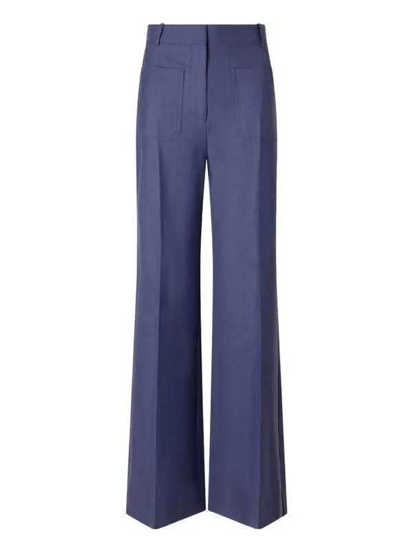 Victoria Beckham Woven Wide-leg Virgin Wool Pants - Blue