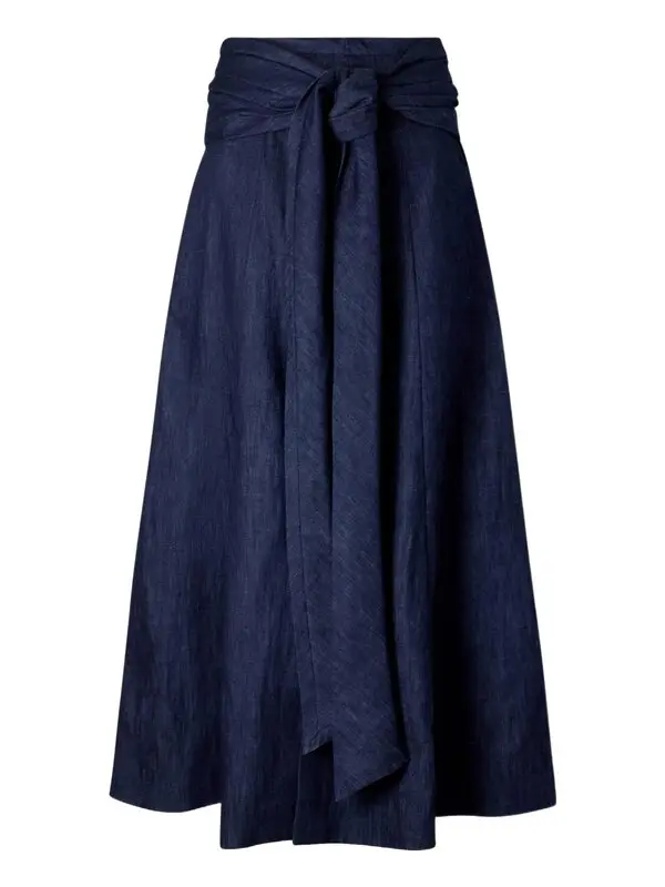 Gabriela Hearst Zivan Cotton And Linen-blend Maxi Skirt - Blue