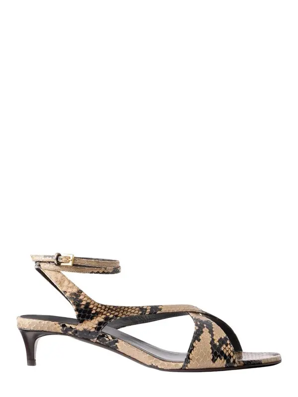 Khaite Python-embossed Leather Sandals - Black