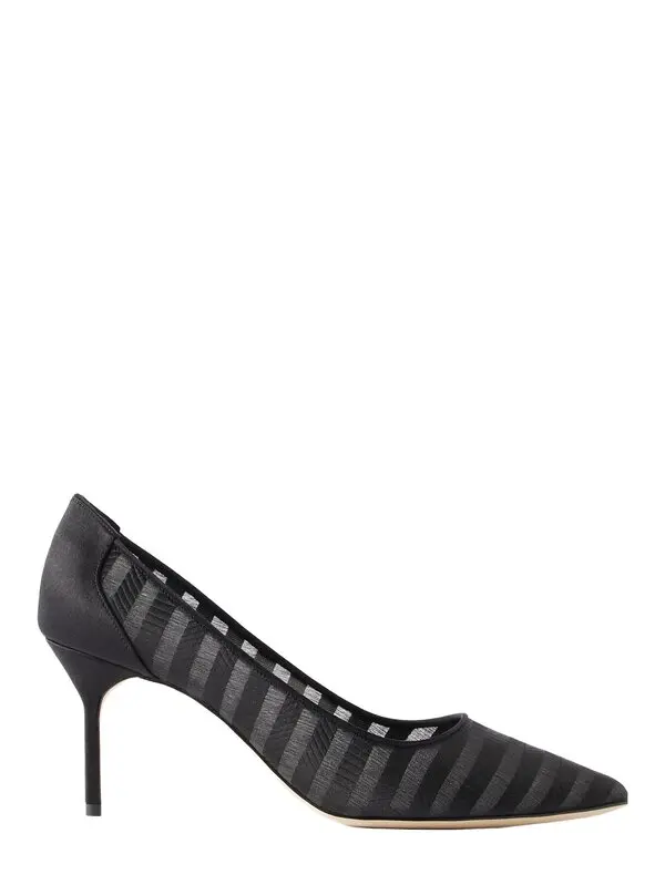 Manolo Blahnik Bb 70 Striped Mesh Pumps - Black