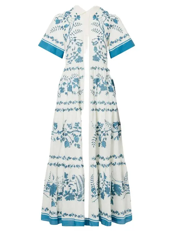 Erdem Floral-print Cotton And Linen-blend Midi Dress - White