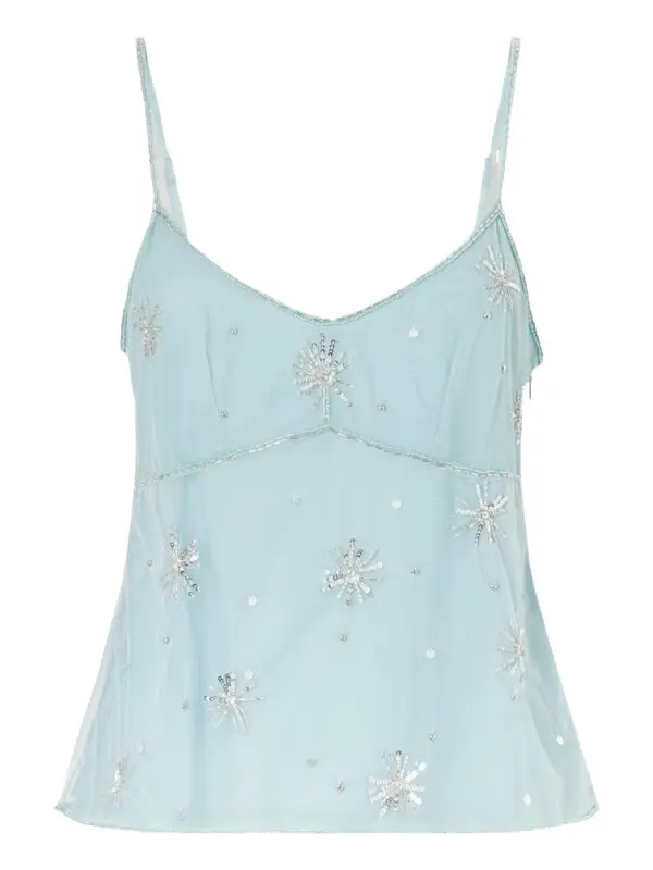 Staud Elsa Embellished Mesh Top - No