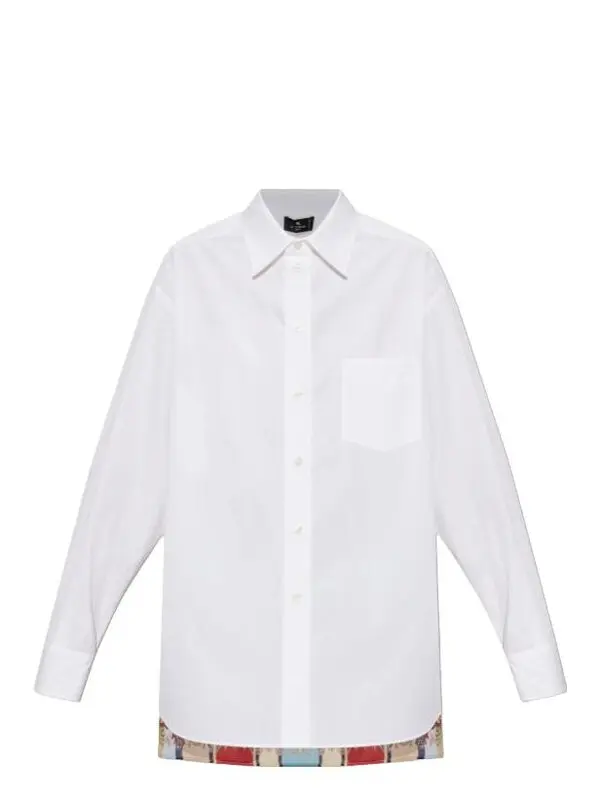 Etro Cotton And Silk Shirt With Placed Print - White