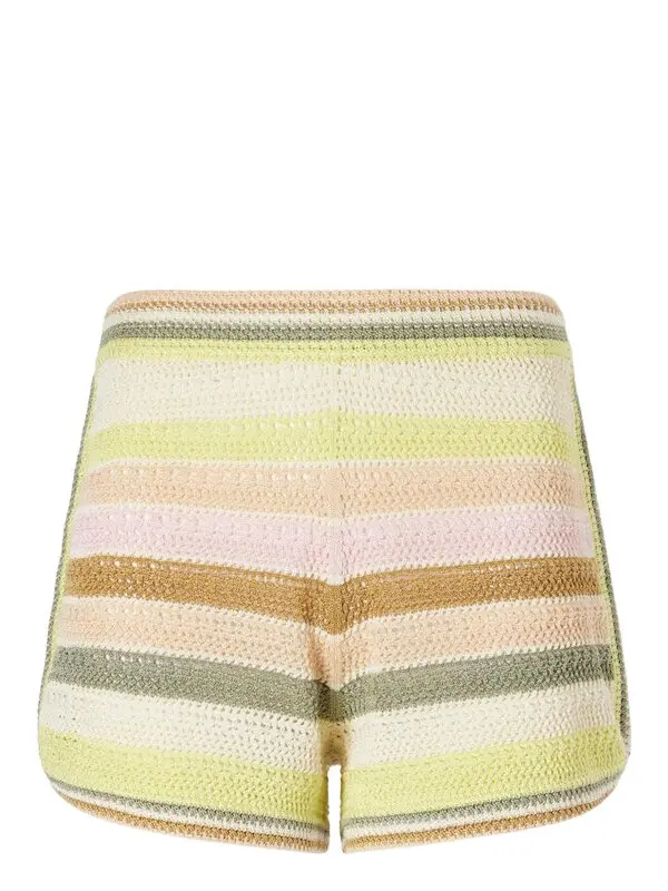 Zimmermann Indra Striped Crocheted Cotton Shorts - Nude