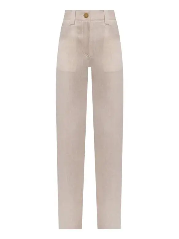 Khaite Wool And Cashmere-blend Straight-leg Pants - Beige