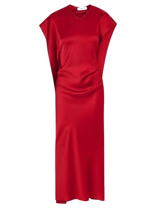 Victoria Beckham Satin Midi Dress - Red