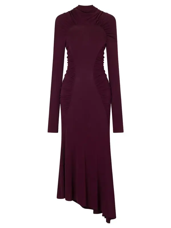 Victoria Beckham Gathered Crepe Maxi Dress - Brown