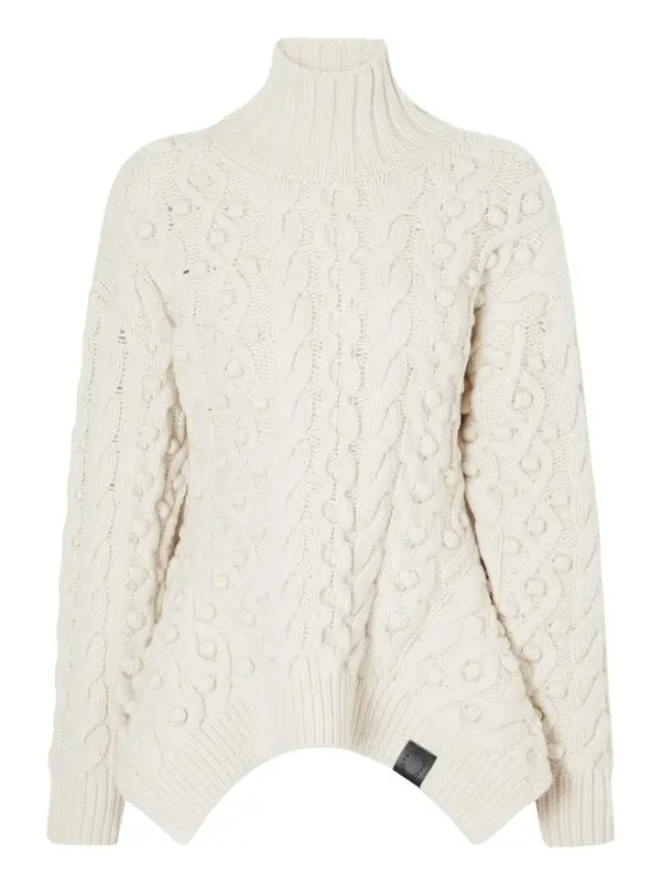 Stella McCartney Bobble Cable-knit Wool Turtleneck Sweater - White