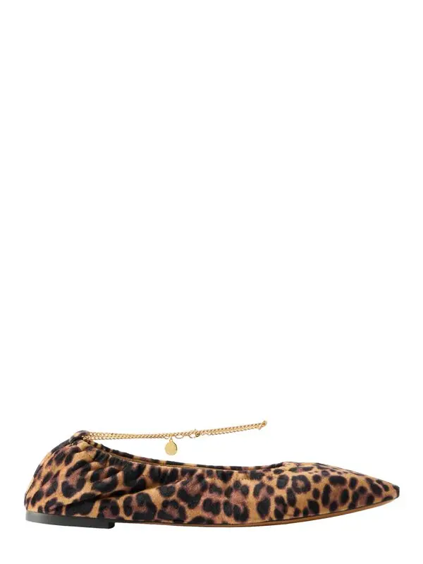Stella McCartney Embellished Leopard-print Velvet Ballerina Flats - Black