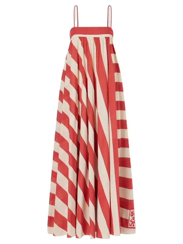 Zimmermann Roselight Striped Cotton Maxi Dress - Red