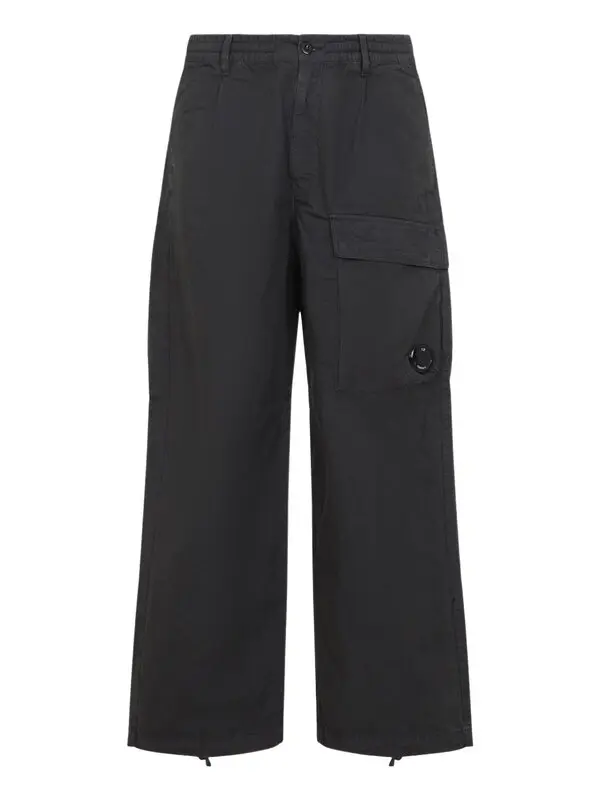 C.P. COMPANY Lens Detailed Straight Leg Trousers - Black