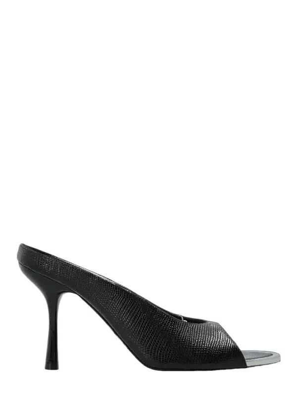 DIESEL® D-diams Lizard-effect Leather Mules - Black