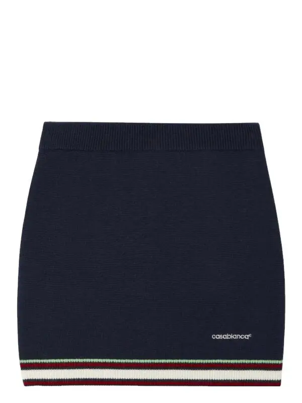 Casablanca Navy Merino Mini Skirt - Navy Blue