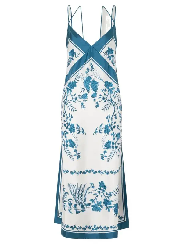 Erdem Floral-print Silk-twill Midi Dress - White