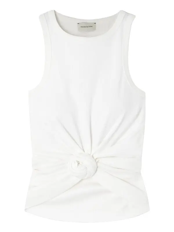 Magda Butrym Knotted Ribbed Stretch Cotton-jersey Tank - No