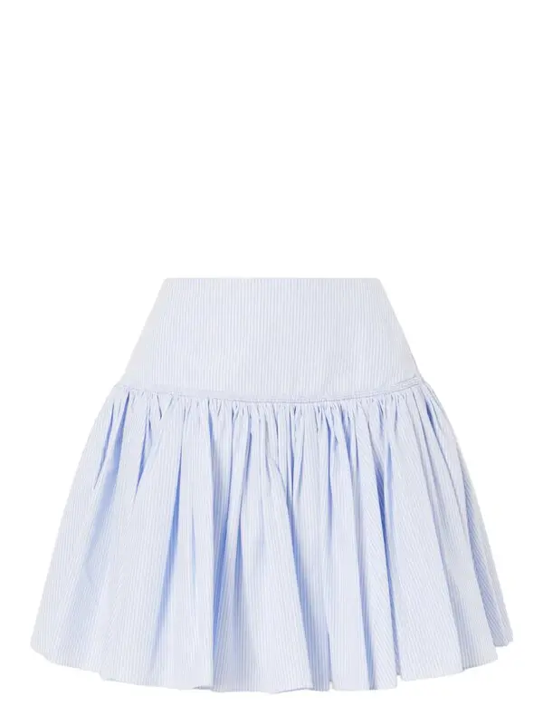 Alaïa Striped Ruffled Cotton-poplin Mini Skirt - White