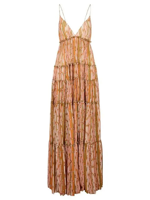 La DoubleJ Spaghetti Strap V-neck Maxi Dress - Nude