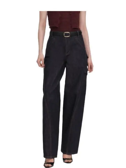 SELF-PORTRAIT Denim Cargo Jeans - Indigo