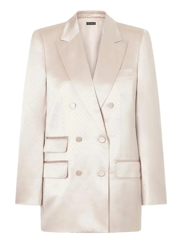 TOM FORD Double-breasted Polka Dot Satin Blazer - White