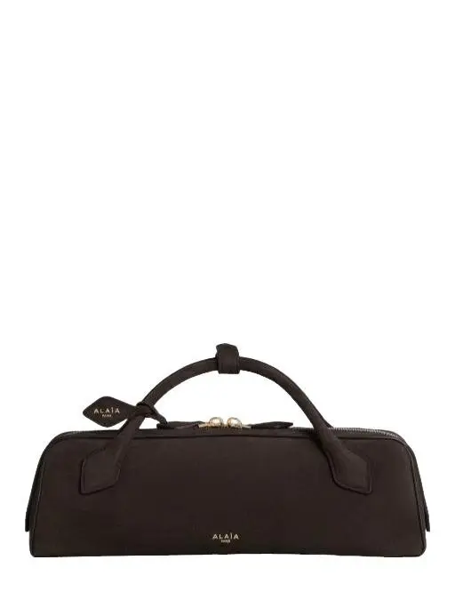 Alaïa Le Teckel Clutch In Suede - Dark Brown