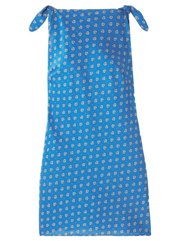DÔEN Maltina Printed Cotton And Silk-blend Mini Dress - Blue