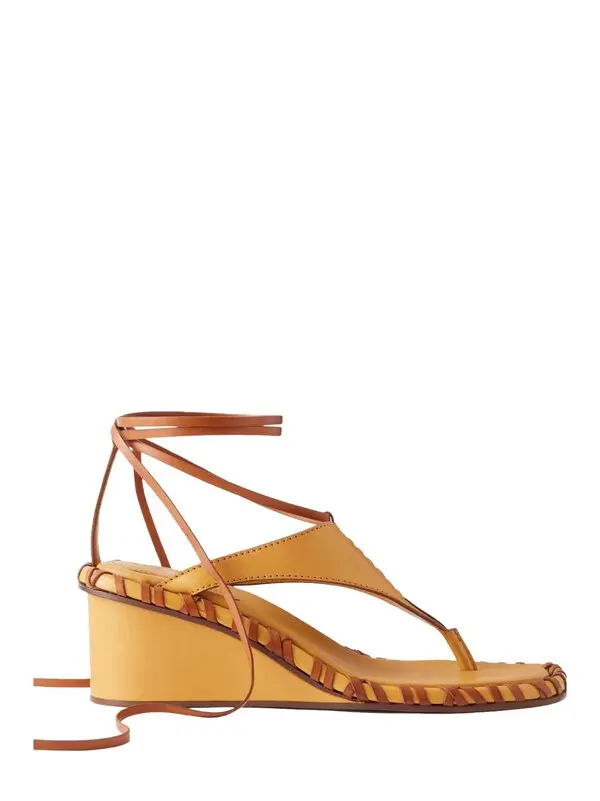 Zimmermann Alchemy Leather Wedge Thong Sandals - Brown