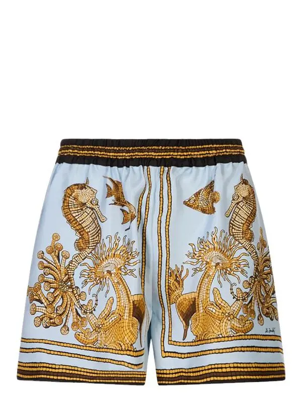 La DoubleJ Printed Elastic Waist Shorts - Multicolor