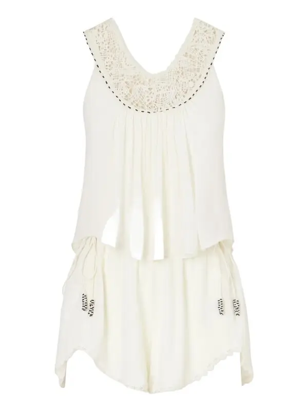 Isabel Marant Étoile Nilany Lace-trimmed Silk-crepe Playsuit - White