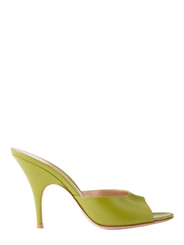 GIANVITO ROSSI Sofia 95 Leather Mules - Green