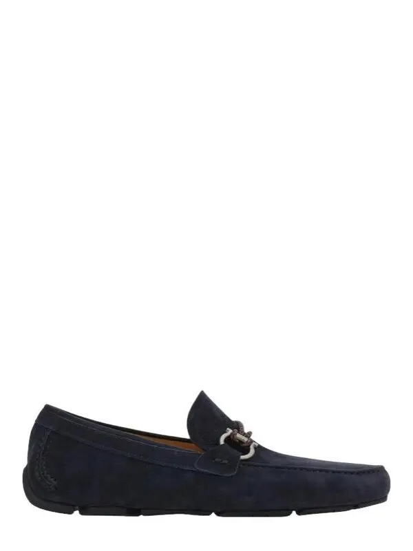 FERRAGAMO Gancini Ornament Driver Loafers - Black