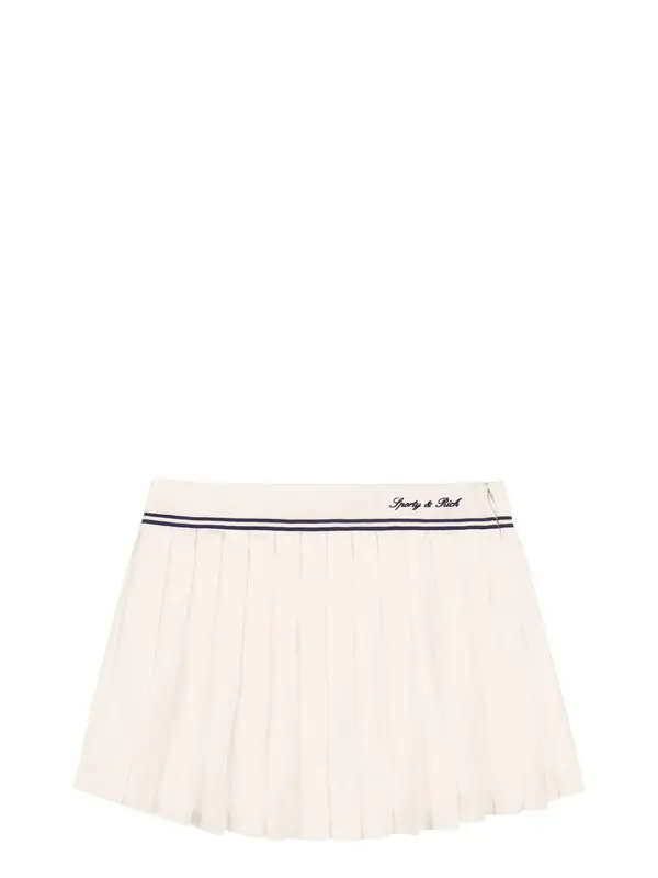 SPORTY  RICH Sporty & Rich Pleated Skirt With Striped Ribbed Waistband - No