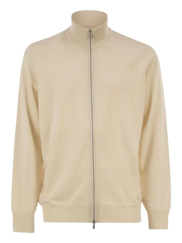 Brunello Cucinelli High-neck Zip-up Knitwear - Nude