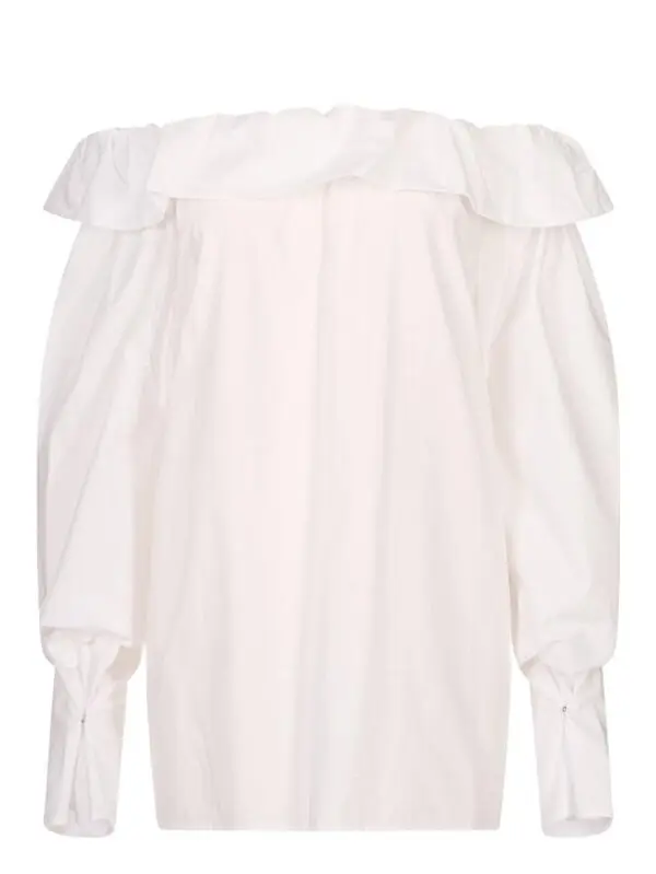 MSGM Off-the-shoulder Ruffled Shirt - White