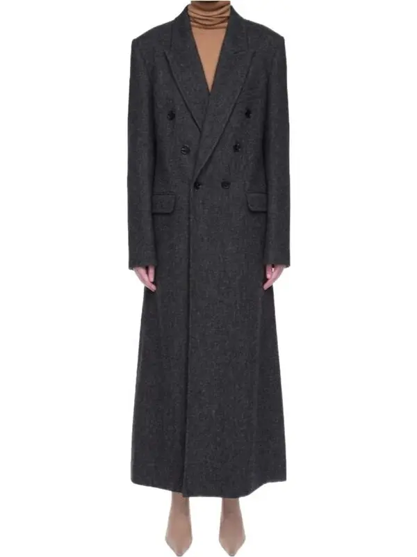 Victoria Beckham Double-breasted Long Coat - Black