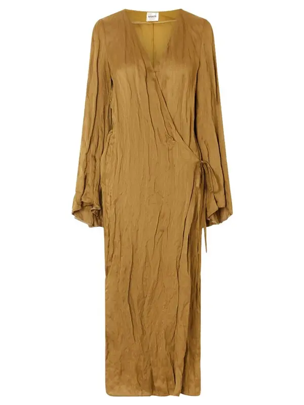Khaite Rommi Crinkled-voile Midi Wrap Dress - Brown