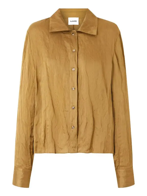 Khaite Jaylin Crinkled-voile Shirt - Brown