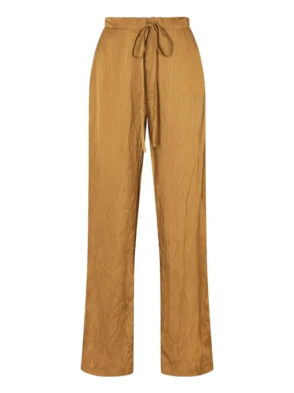 Khaite Rohen Crinkled-voile Drawstring Waist Pants - Brown