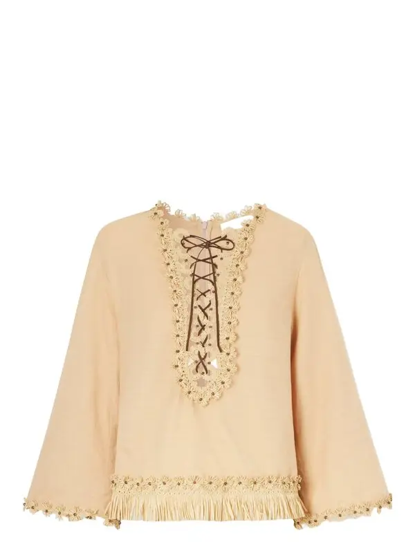 Zimmermann Mahon Leather Blouse - Nude