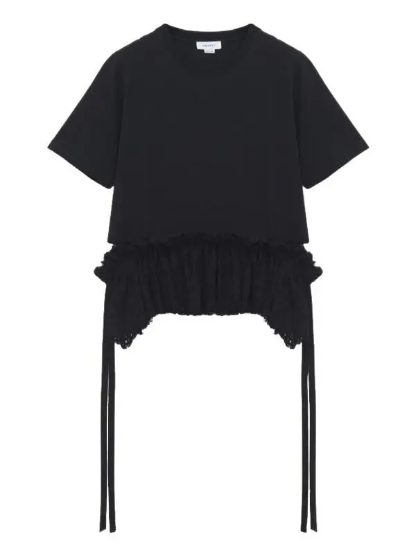 Alexander McQueen Lace Peplum T-shirt - Black