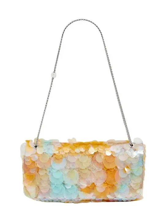 Rabanne Sequin Chain Strap Clutch Bag - Multicolor
