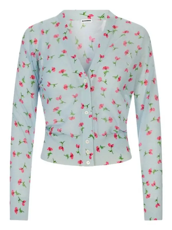 JIL SANDER Long-sleeved Single-breasted Cardigan - Gray