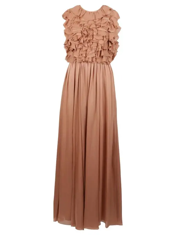 Ulla Johnson Ruffled Maxi Dress With Open Back - Brown