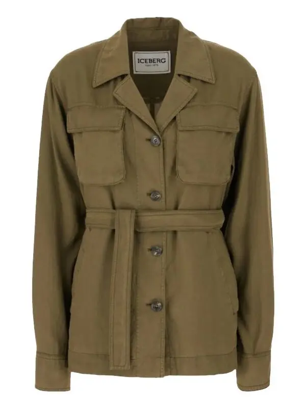 Iceberg Long Sleeve Belted Jacket - Green