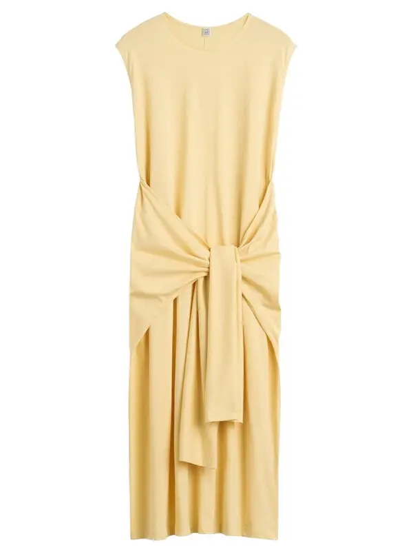 TOTEME Sleeveless Knot Detail Midi Dress - Cream