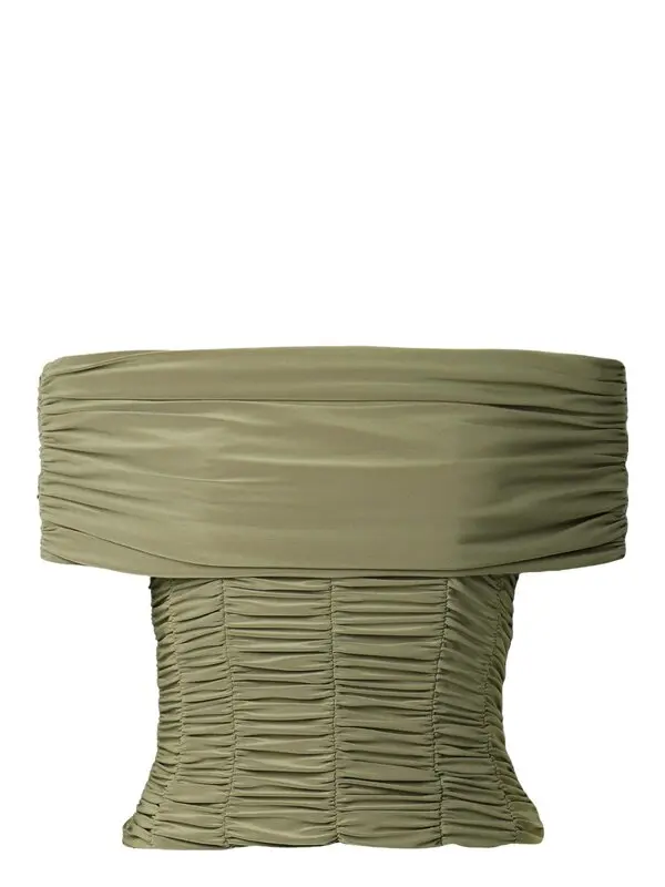Tibi Convertible Off-the-shoulder Ruched Jersey Top - No