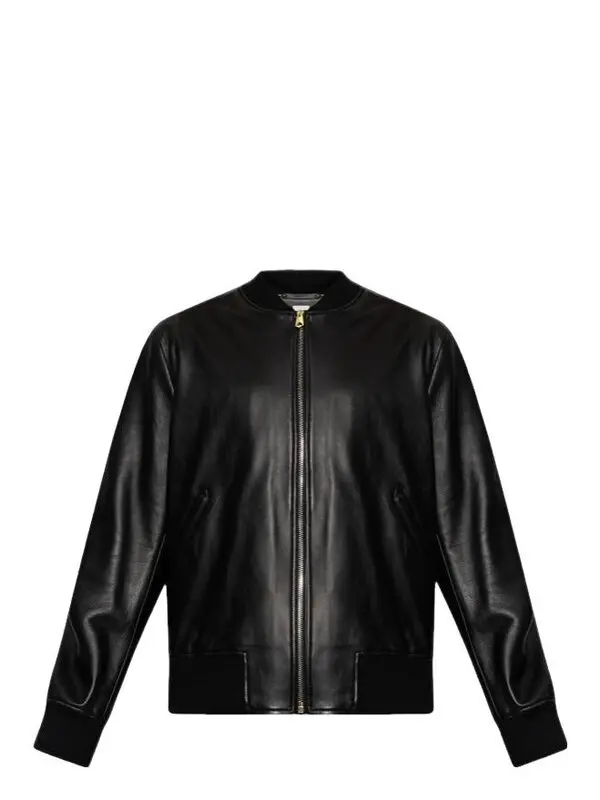 Paul Smith Long-sleeved Leather Bomber Jacket - Black